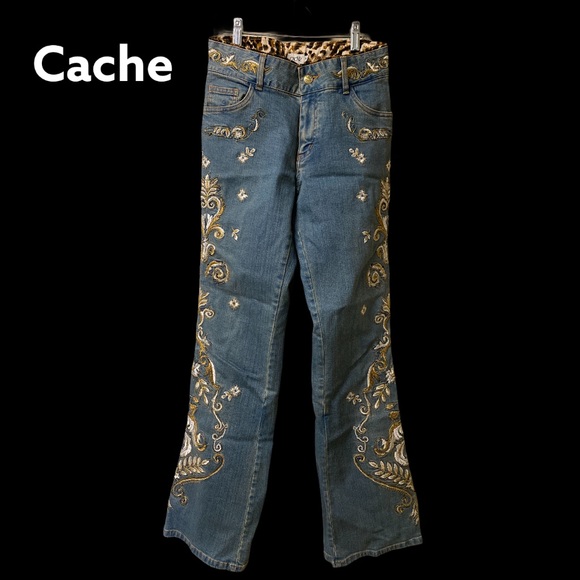 Cache | Jeans | Amazing Cache Embroidered Jeans Over The Top | Poshmark